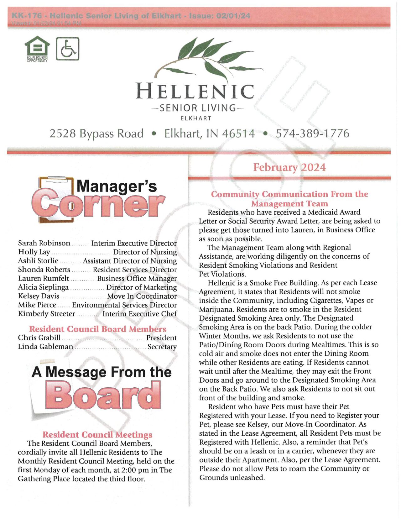 February 2024 Newsletter | Hellenic Senior Living of Elkhart February 2024 Newsletter | Hellenic Senior Living of Elkhart